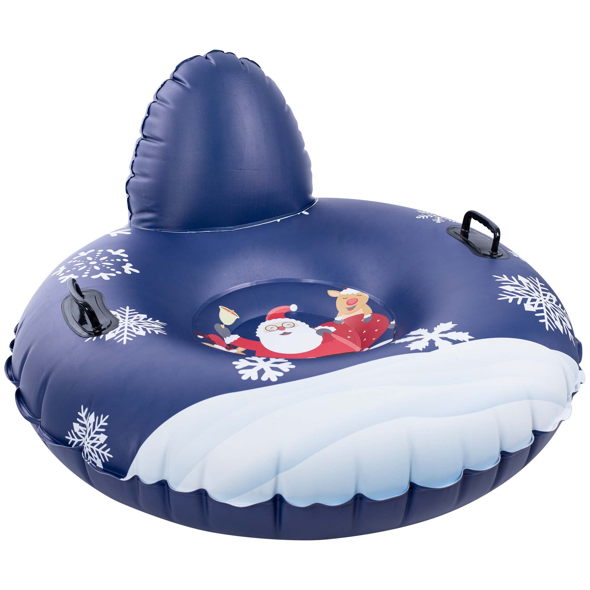 Snow Tube Sled, 47 Inch Thickened Inflatable Snow Sledding Tube with Backrest and Reinforced Handles for Winter Outdoor Fun