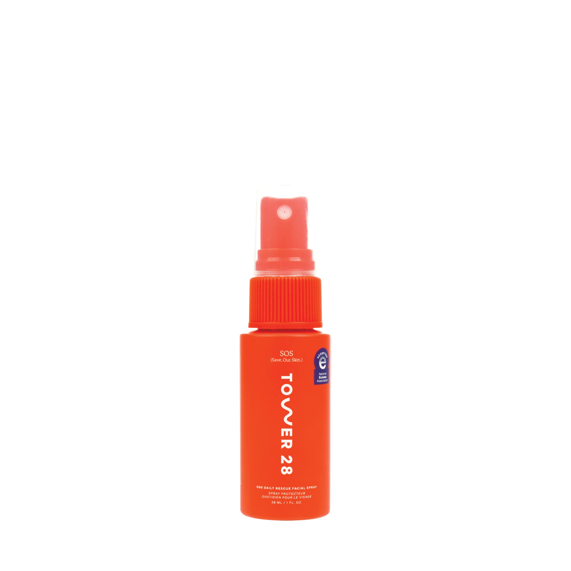 Tower 28 SOS Daily Rescue Facial Spray, TSA-Approved Travel-Size | Soothing and Refreshing pH Balancing Toner | Hypochlorous Acid for Sensitive Skin | 1 Fl Oz