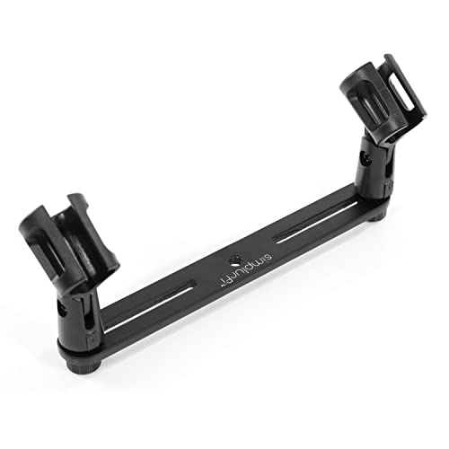 Simplurfi Microphone Bar - Fits 3/8" Mic Stand or 5/8" 1/4" with adaptors, Adjustable Length 2.81-9.87", Dual Mic Holder - With 2 Microphone Clips