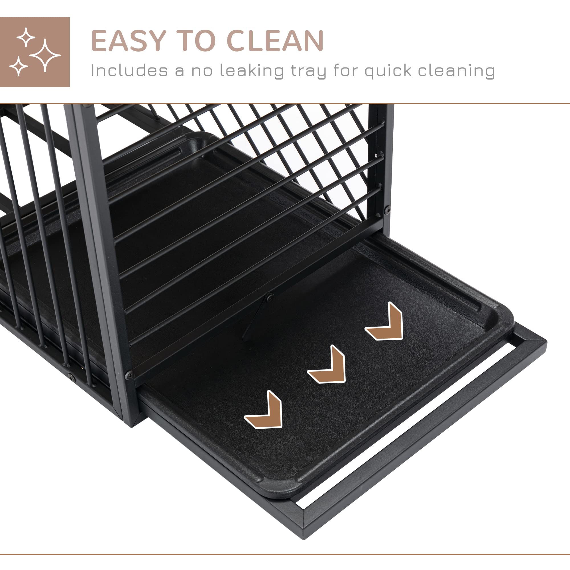 PawHut Dog Crate Furniture, Heavy Duty Dog Kennel End Table with Removable Tray, for Small Medium Dogs, Indoor Use, Black