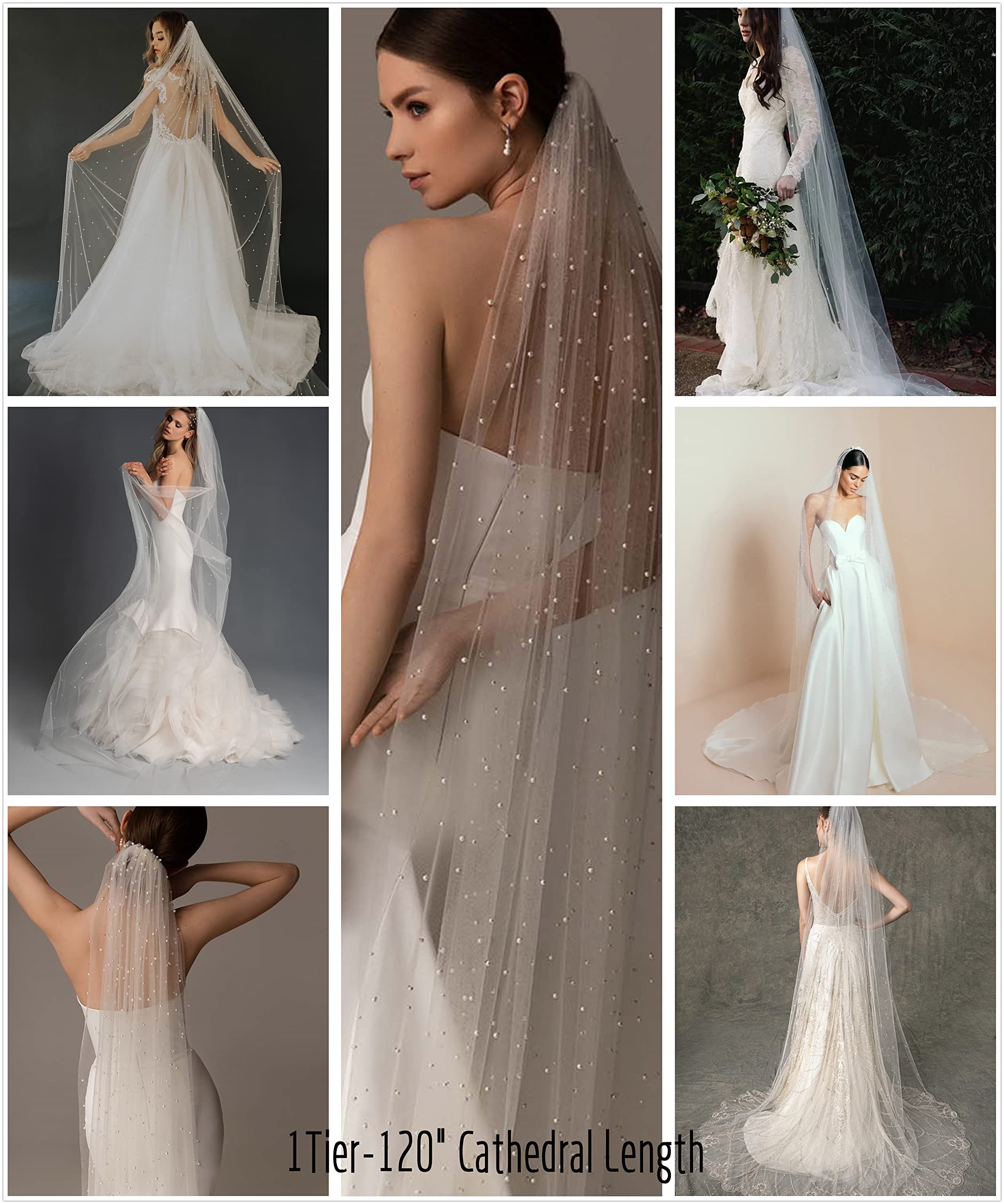 Passat Ivory 1Tier Cathedral Veils Pearl Wedding Veil Ivory Pearl Veils Bridal Veil Pearl Veils For Brides Ivory