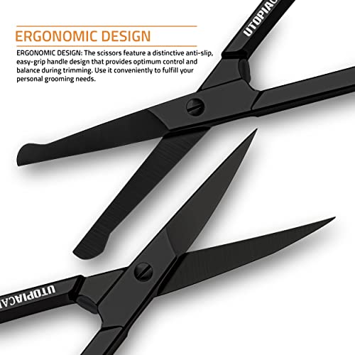 Utopia Care - Curved and Rounded Facial Hair Scissors for Men โ 4 Pack - Mustache, Nose Hair & Beard Trimming Scissors, Safety Use for Eyebrows, Eyelashes, and Ear Hair - Professional Stainless Steel