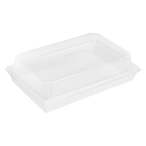 Restaurantware Matsuri Vision 9 x 6 x 1.5 Inch Large Sushi Trays 100 Greaseproof Sushi Packaging Boxes - Lids Sold Separately Disposable White Paper Sushi Containers For Entrees Or Desserts