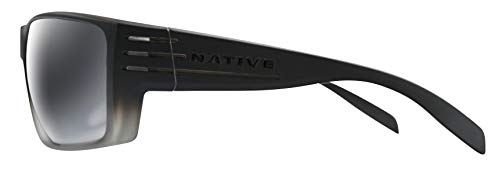 Native Eyewear Griz Polarized Rectangular Sunglasses, Smoke Fade/Silver Reflex, 66 mm