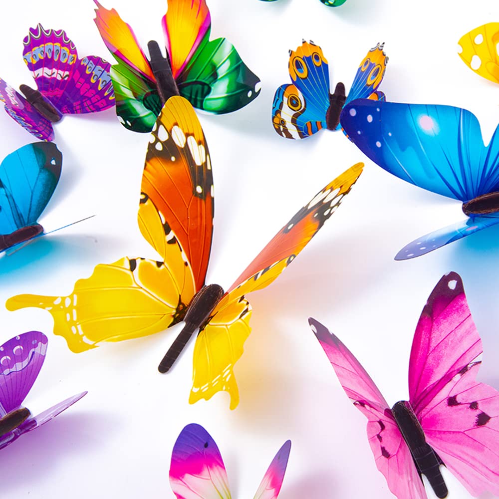 Tuosiwei 48PCS Butterfly Wall Decals - 3D Butterflies Decor for Wall Removable Mural Stickers Home Decoration Kids Room Bedroom Decor (Blue)