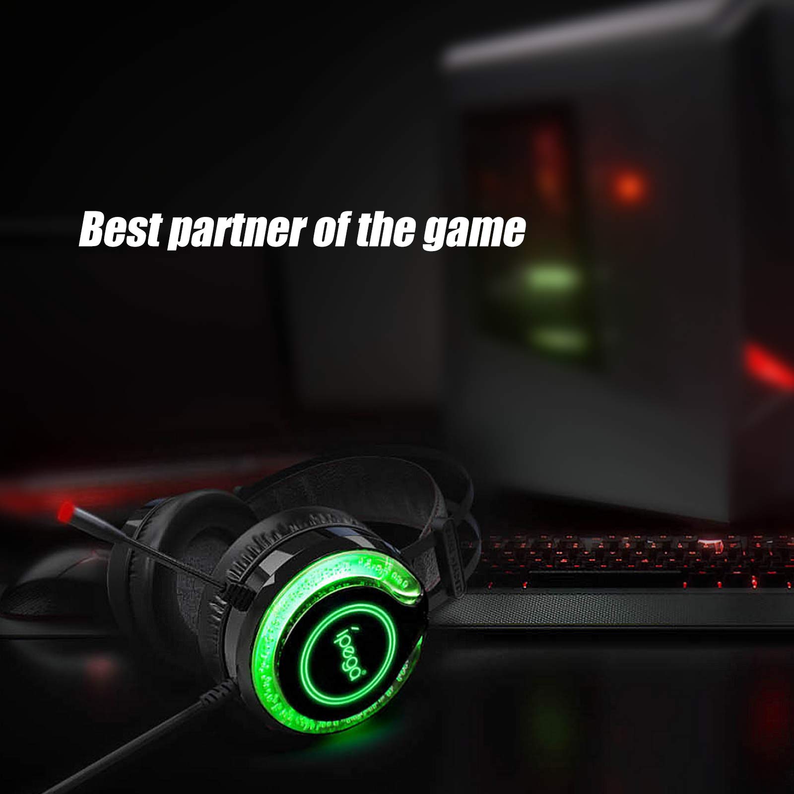 OLYGIVE Gaming Headet, Wired Headset for PS5 PS4 Xbox Switch PC, Noise Cancelling Over Ear Headset with Mic, LED Light, Bass Surround
