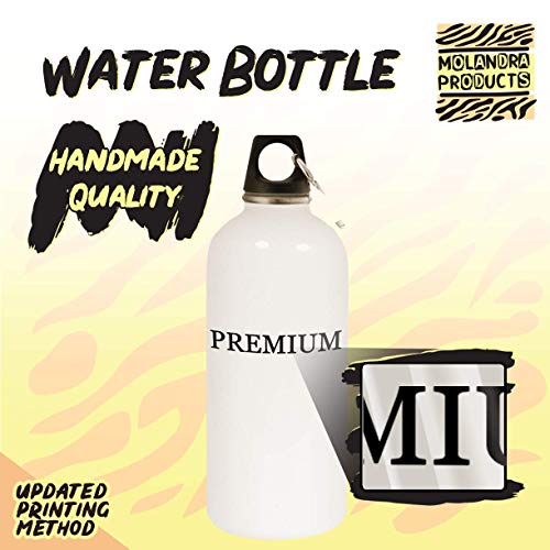 Molandra Products US-C-07-20-02-015600-04-30-19-20 - 20oz Hashtag Stainless Steel White Water Bottle with Carabiner, White
