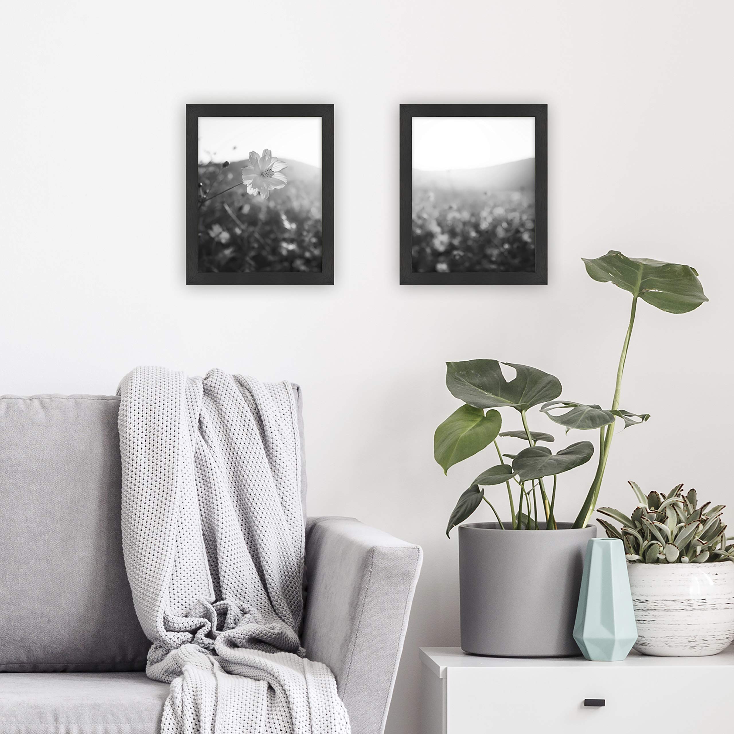 MCS Gallery Essential Picture Frames, Photo Gallery Wall Frame Set, Black Woodgrain, 8 x 10 Inch, 2-Pack