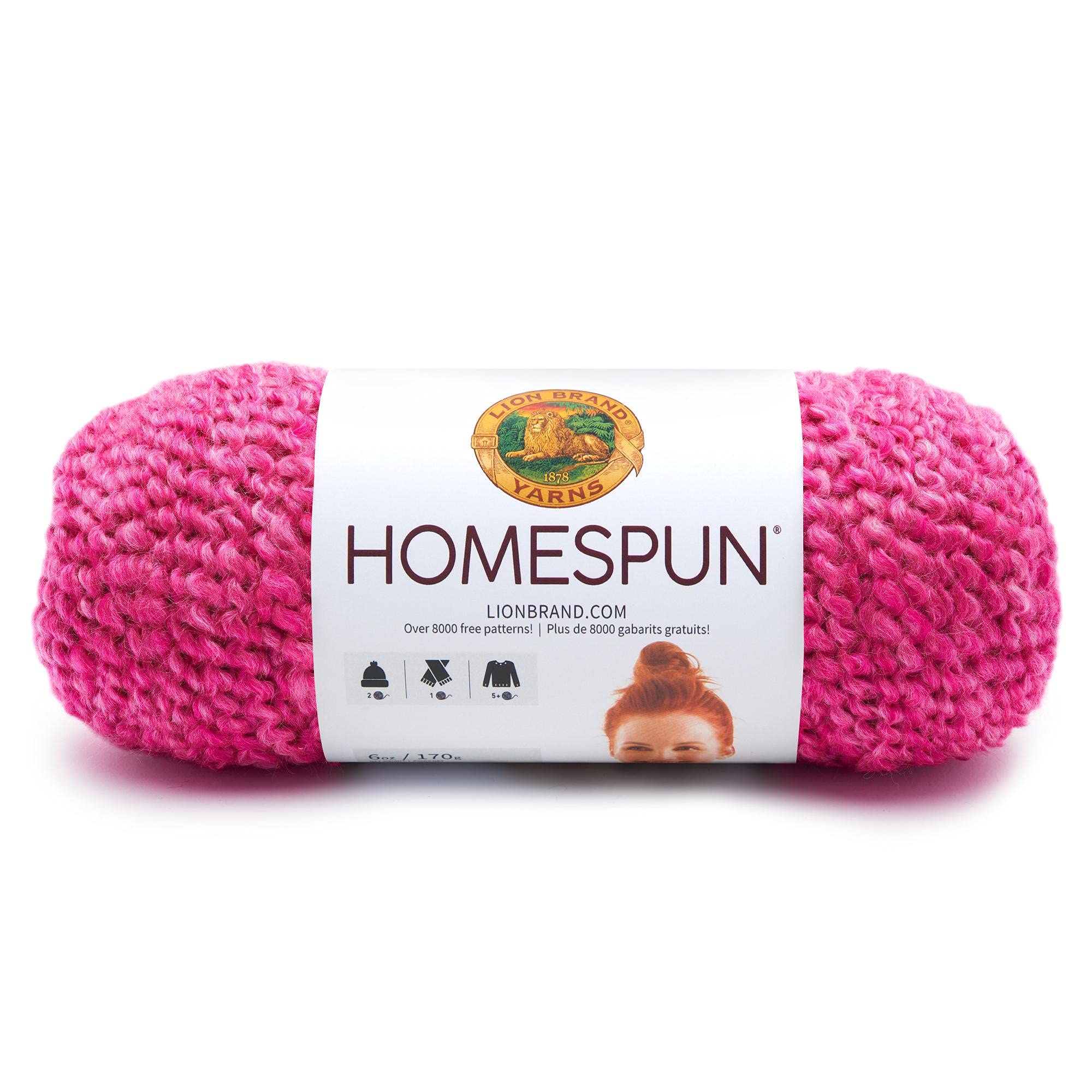 Lion Brand Yarn (1 Skein) Lion Brand Yarn Homespun Bulky Yarn, Peony