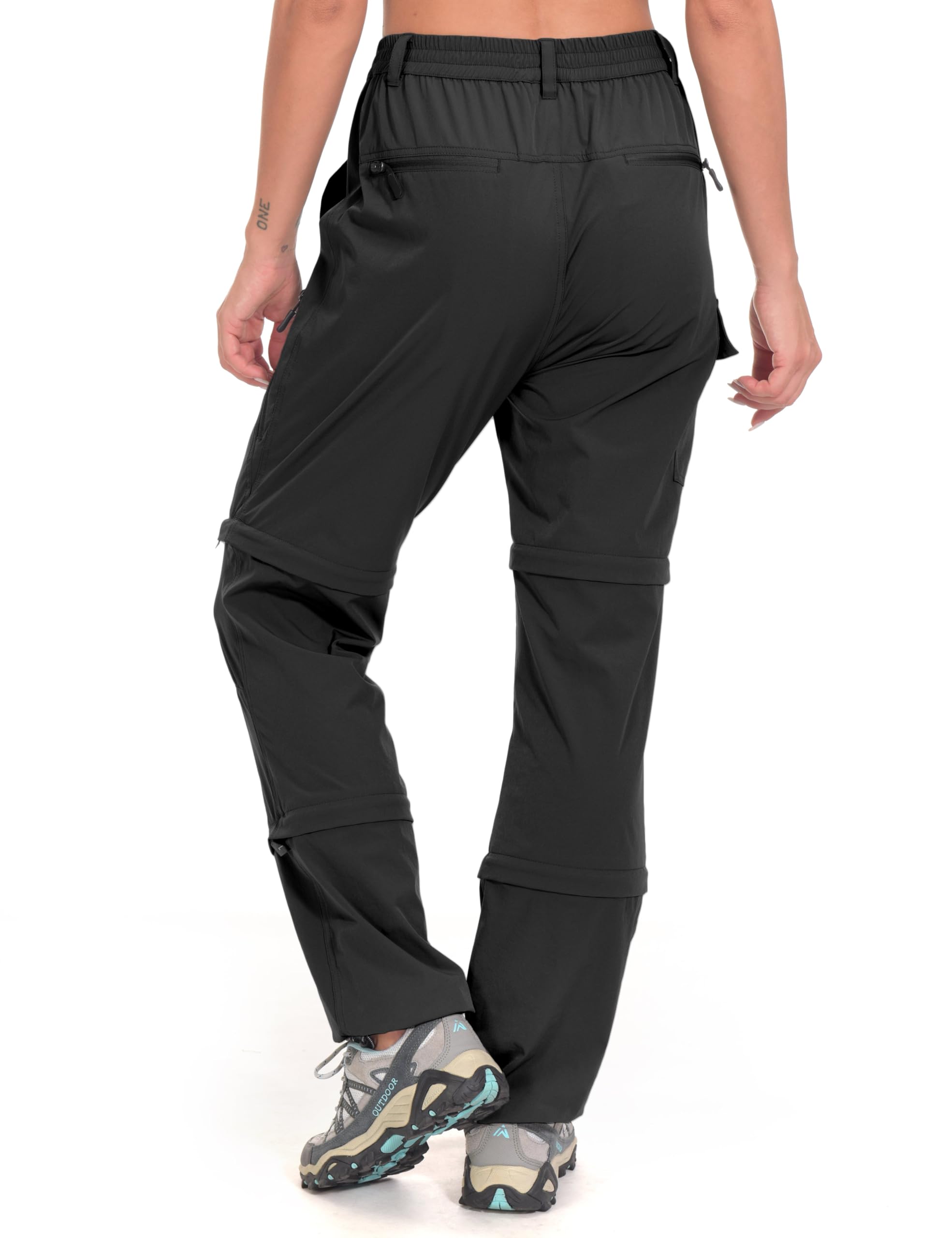 Little Donkey Andy Women's Stretch Convertible Pants, Zip-Off Quick-Dry Hiking Pants Black Size M