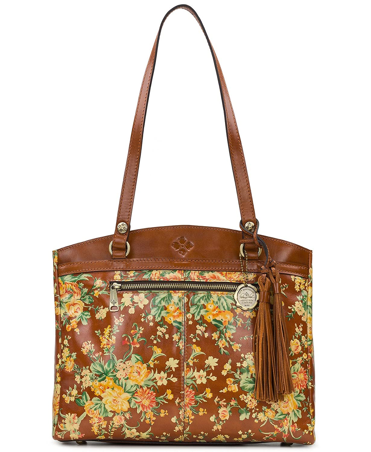 Patricia Nash Poppy Tote Leather Handbag Brown Bag Vintage Botanical Garden NEW