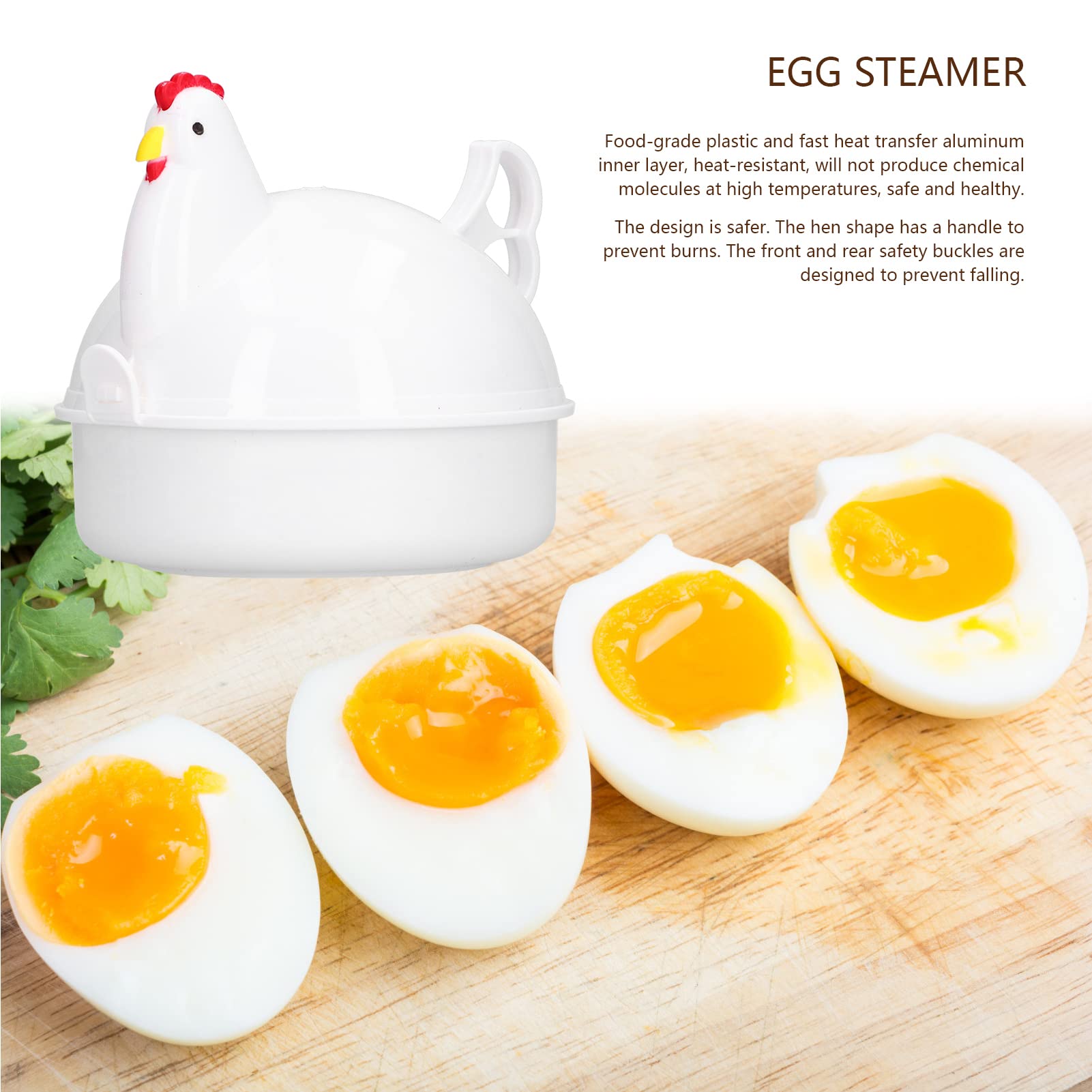 plplaaoo Microwave Egg Cooker,Egg Steamer,Chicken Shaped Eggs Boiler with 4 Eggs Capacity,4.8X5.1In Heat Resistant Microwave Egg Maker for Home Kitchen