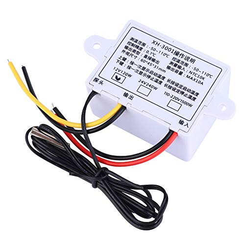 Temperature Controller, DC 12V 120W Digital LED Temperature Controller Module XH-W3001 Mini Thermostat Switch with Waterproof Sensor Probe