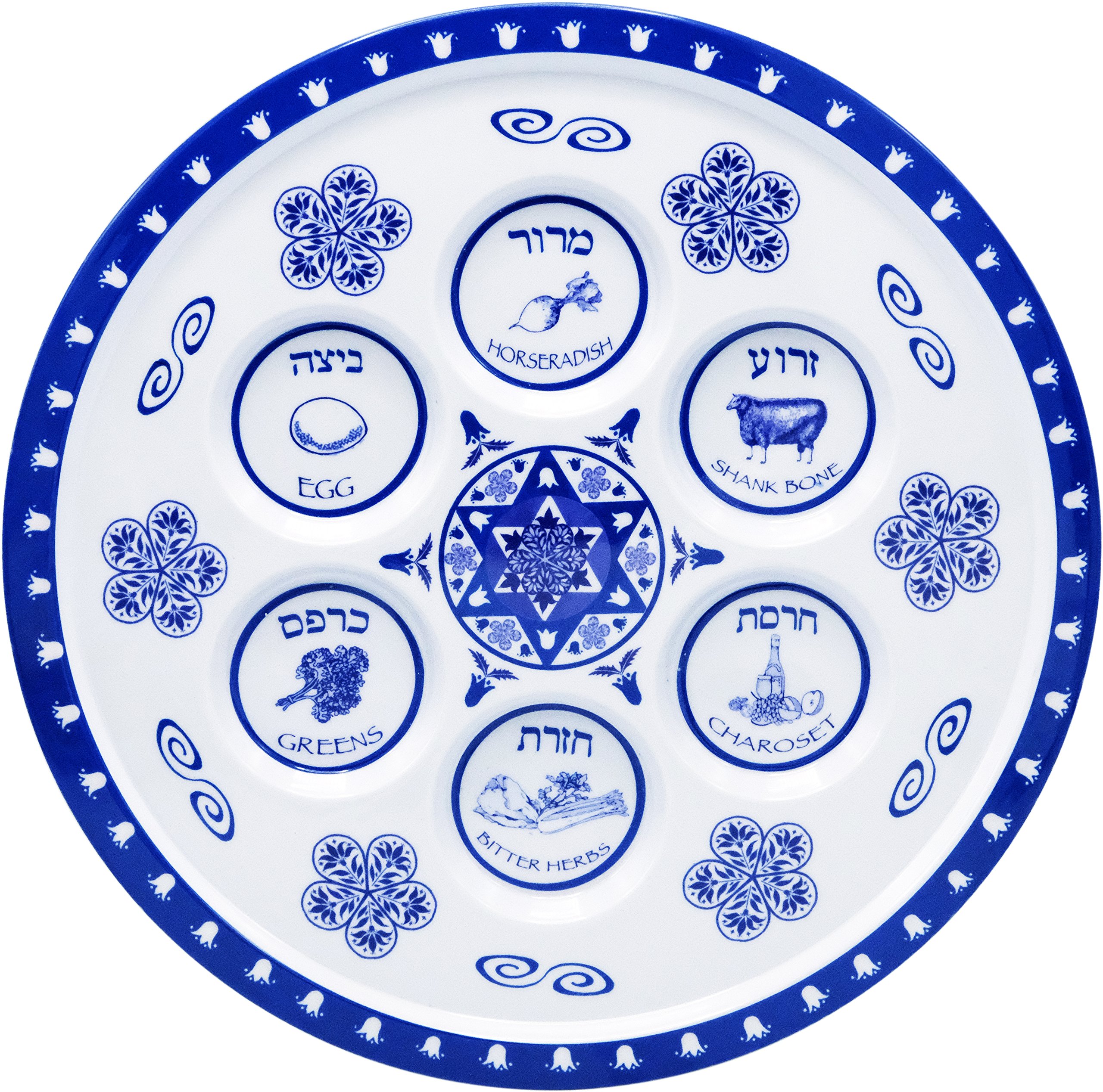 The Dreidel Company Seder Plate Passover Plate Melamine Renaissance Design Passover Seder Plates, Traditional Judaica Passover Kaarah For Pesach (40-Pack)