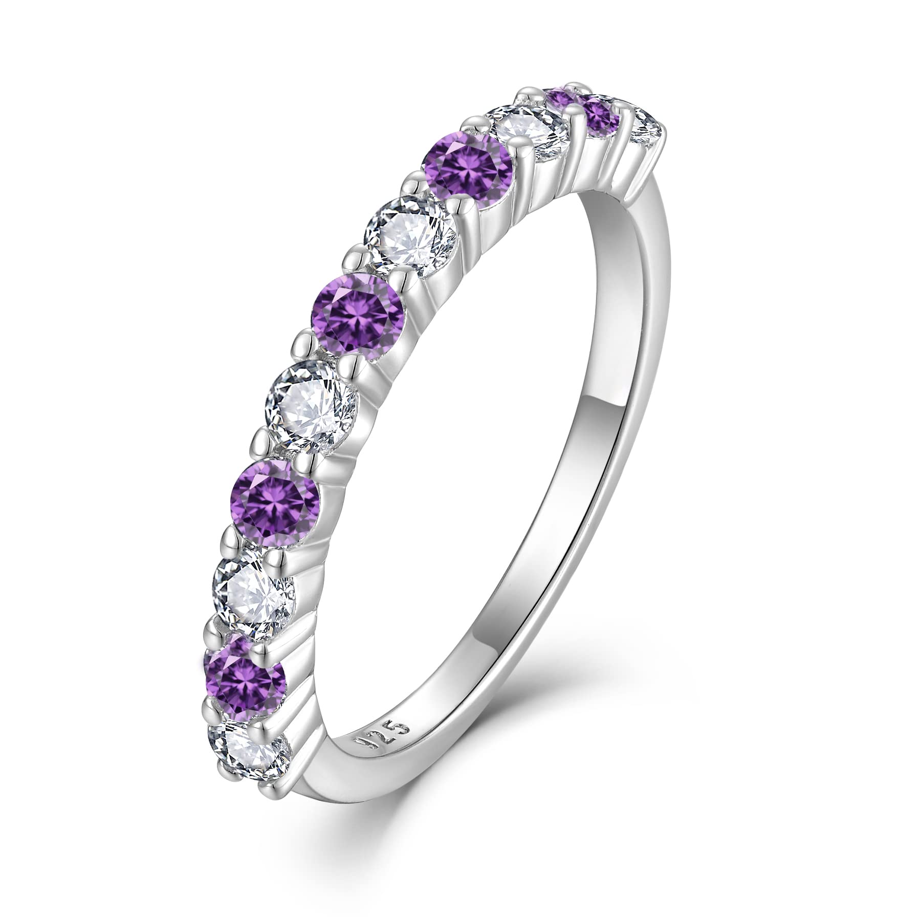 SIYELE 925 Sterling Silver Cubic Zirconia Eternity Ring for Women Wedding Engagement Rings