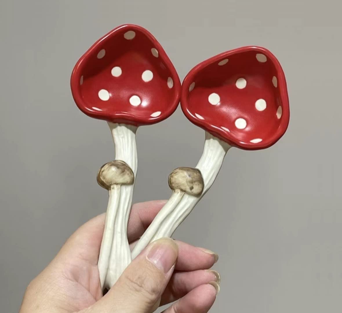 RESVUGA Cute Mushroom Spoons - Soup Spoon Set of 2, Safety Matt Ceramics - Use for Dessert, Breakfast, Soup.