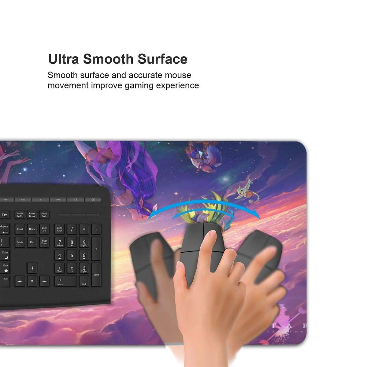 Professional Gaming Mouse Pad Poro, Mousepad Non-Slip Rubber Base Mouse Mat, 4mm Thick Glowing Keyboard and Mouse Combo Pad, Computer & Laptop Mouse pad 11.8" x 23.6"