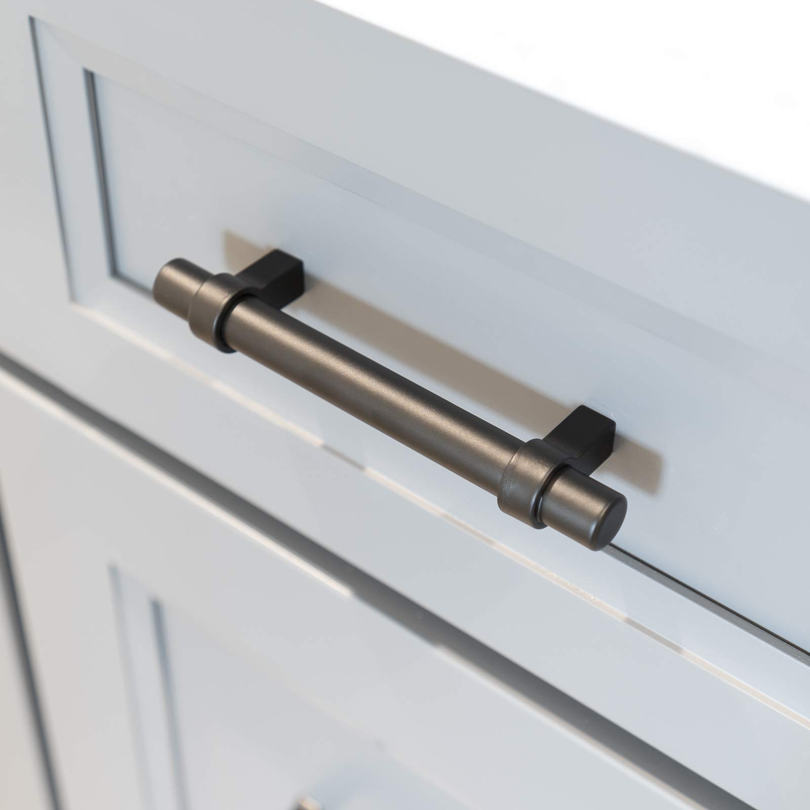 Modket 08-Series Matte Black T Bar Handle Pull — 6-1/4" (160mm) Hole Centers, 7-7/8" Overall Length — 5 Pack Modern Kitchen Cabinet Door Drawer Hardware / Dresser