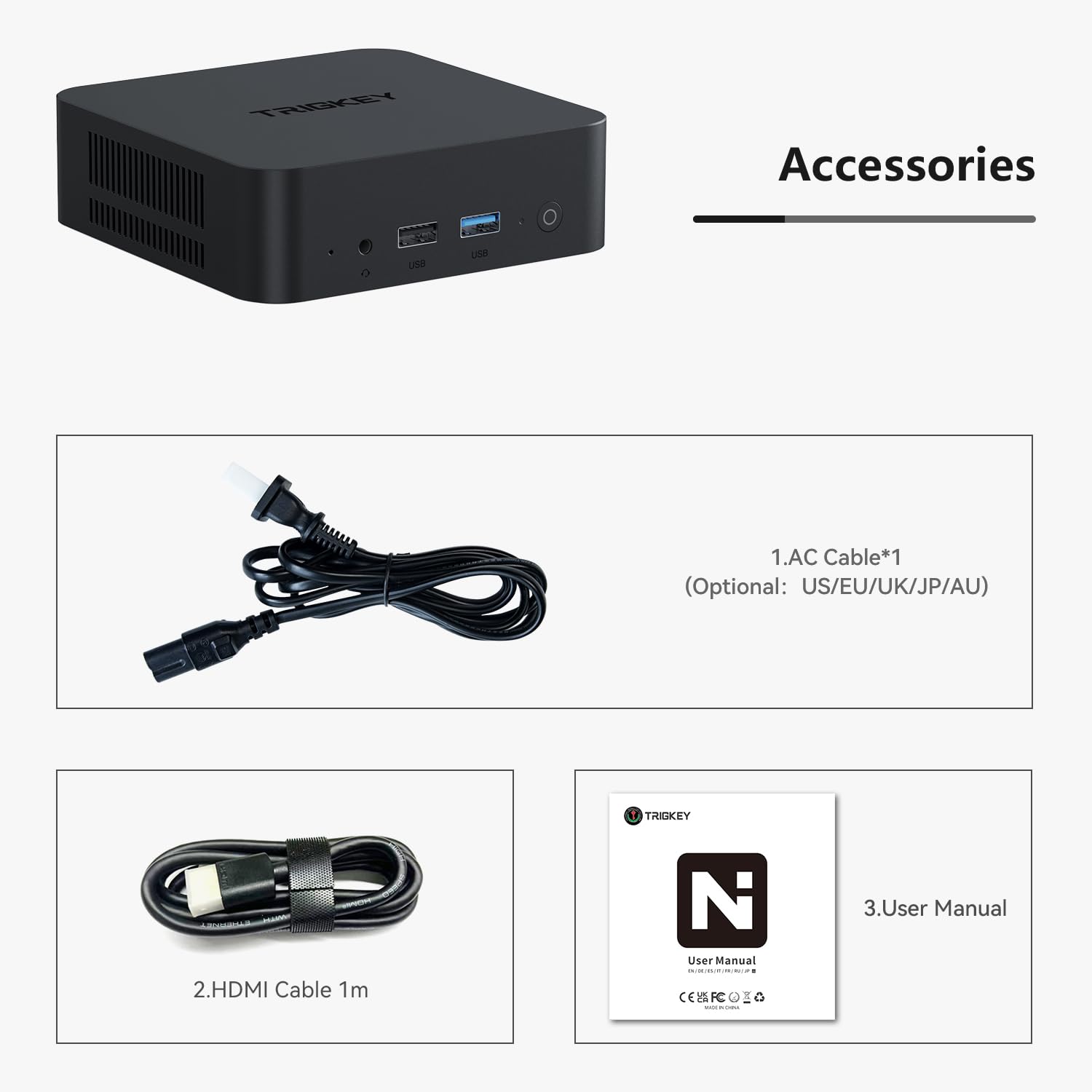 TRIGKEY Mini PC K-N95, Intel N95(up to 3.4GHz), 8GB DDR4 RAM 256GB M.2 SSD, Mini Desktop PC Computer Support Max 4K 60Hz Dual HDMI Display/USB3.2 * 3/WiFi5/BT5.0/Suitable for Home/Office