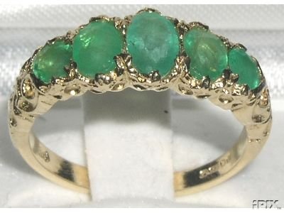 LetsBuyGold 14k Yellow Gold Natural Emerald Womens Anniversary Ring - Size 10.25