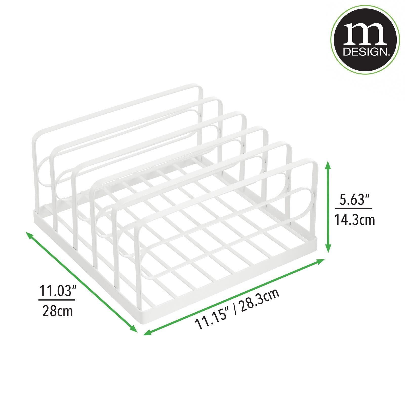 mDesign Metal Divided Stackable Purse Organizer for Closets, Bedrooms, Dressers, Shelves - Closet Shelf Storage Solution for Purses, Clutches, Wallets, Accessories - 5 Sections - Matte White