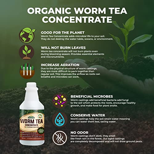 Worm Tea for Gardening Soil - Worm Tea Fertilizer Liquid - Worm Castings, Earthworm Casting Manure Fertilizer - Earthworm Tea Worm Castings - Worm Casting Concentrate (16 Oz)