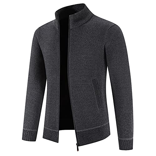 STAOEDU Men's Plush Baggy Comfy Outdoor Tops Long Sleeve Casual Outerwear Classic Simple Plain Commute Blouse Dark Gray