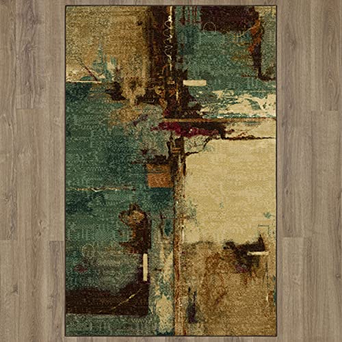 Mohawk Home Aqua Strata Fusion Abstract Area Rug (6'x9')