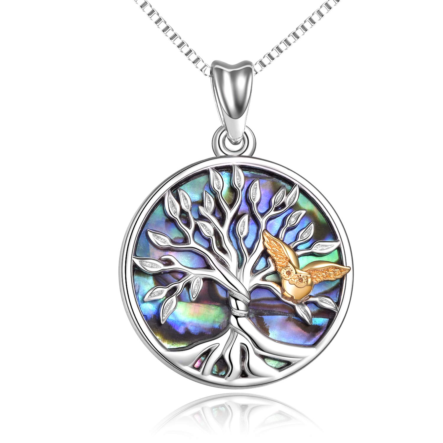 Owl Necklace Gifts Sterling Silver Family Tree of Life Owl Pendant Necklace Christmas Jewelry Gifts for Women Teens Girls Mom Daughter Wife Girlfriend