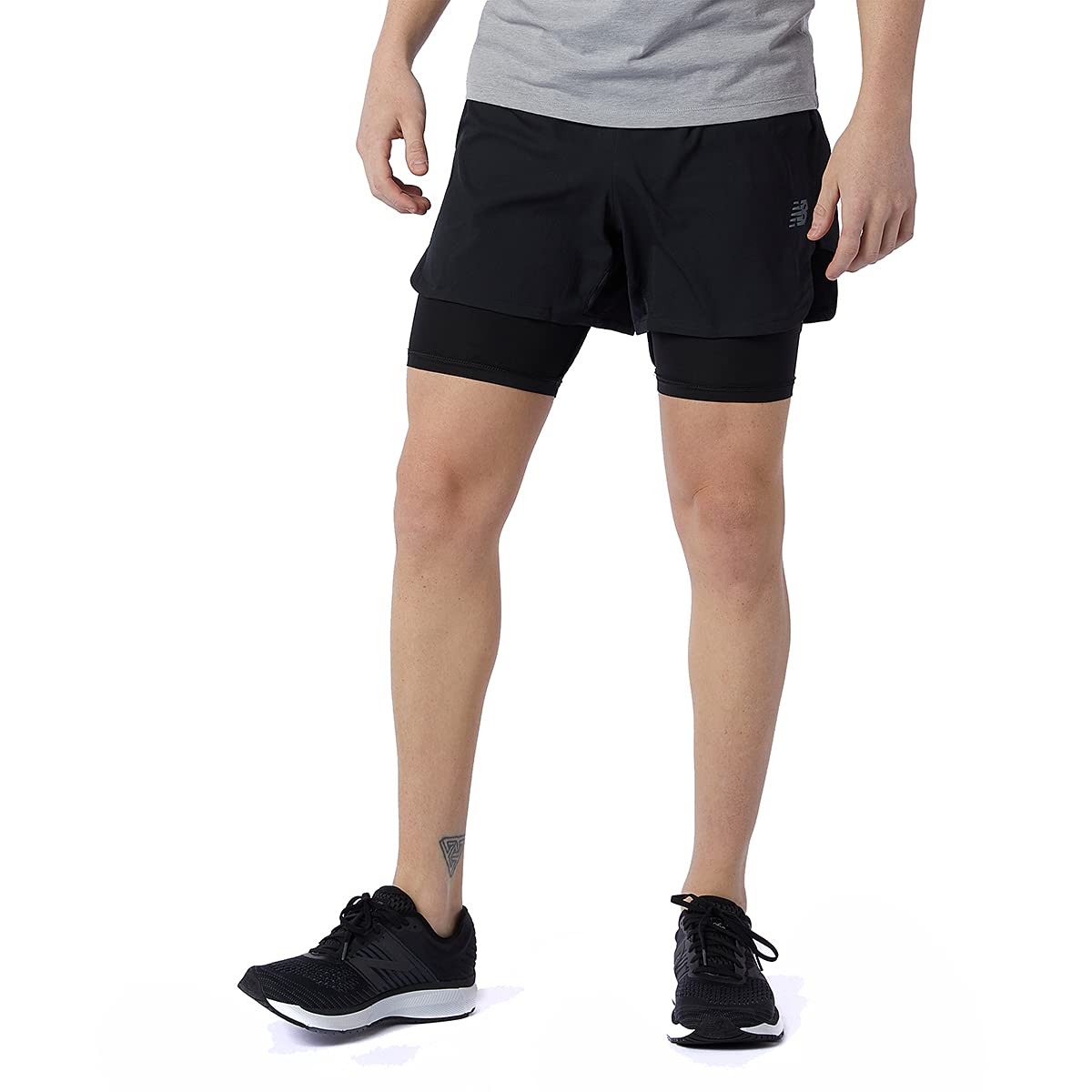 New Balance Men's Q Speed Fuel 2 in 1 5 Inch Short, Black , Large