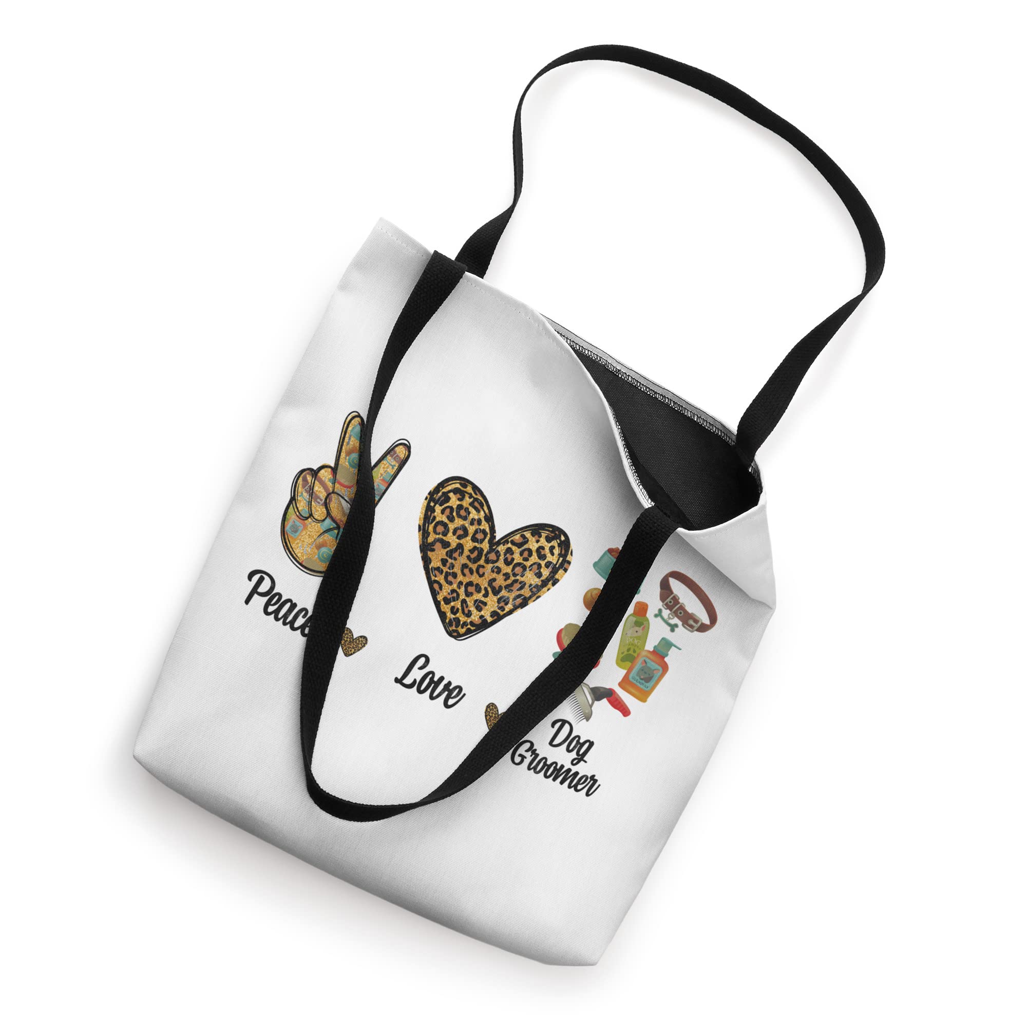 Peace Love Dog Groomer Grooming Puppies Pet Leopard Men Tote Bag
