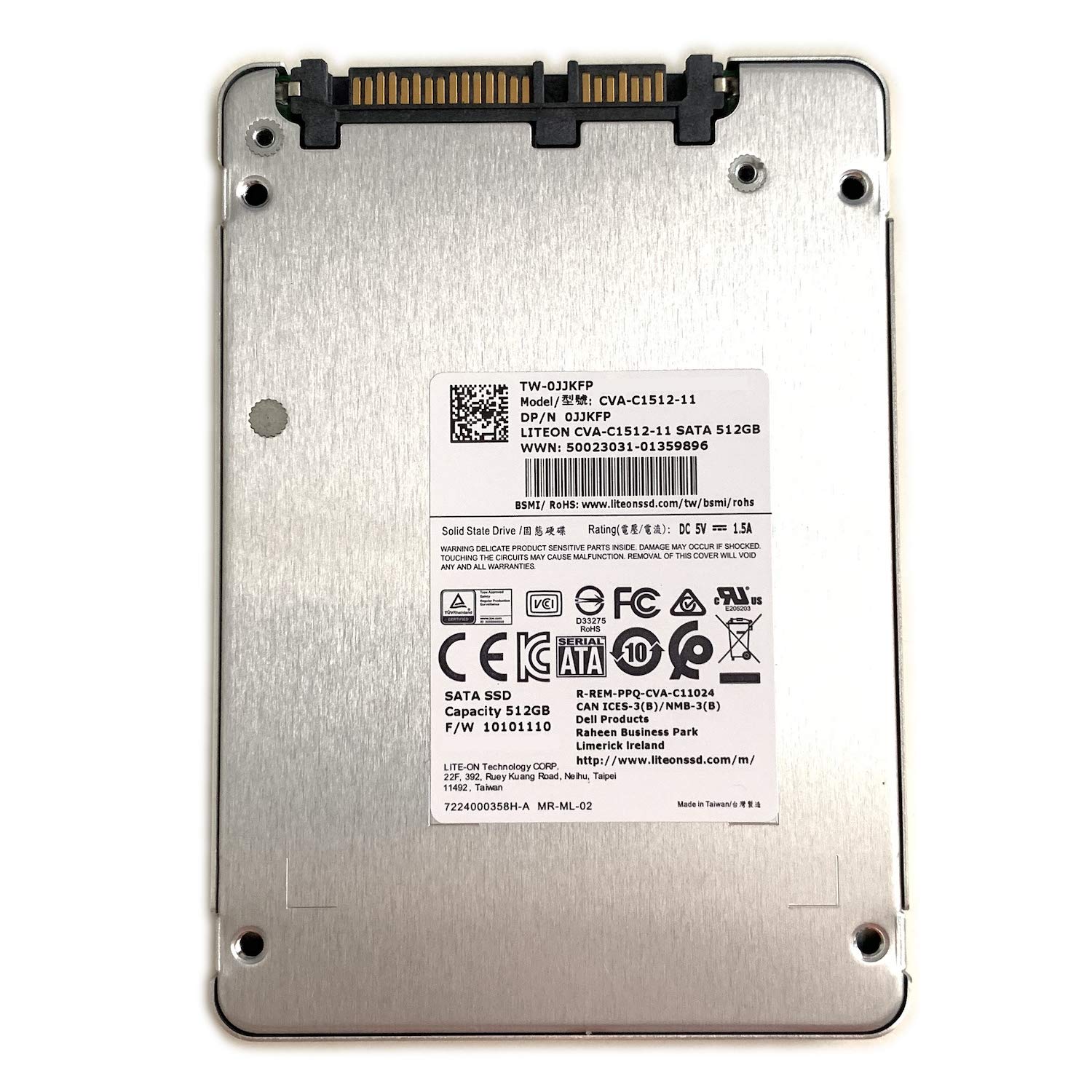 LITEON SSD 512GB 2.5 7mm SATA 6 Gb/s CVA-C1512-11 LITE-ON DPN JJKFP 0JJKFP High Performance Solid State Drive