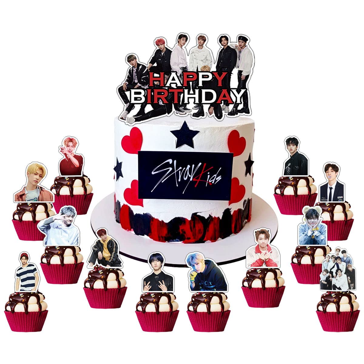 OULUN STRAY-KIDS Party Supplies, STRAY-KIDS Party Decorations Include Happy Birthday Banners, Cake Toppers, Cupcake Toppers, Balloons