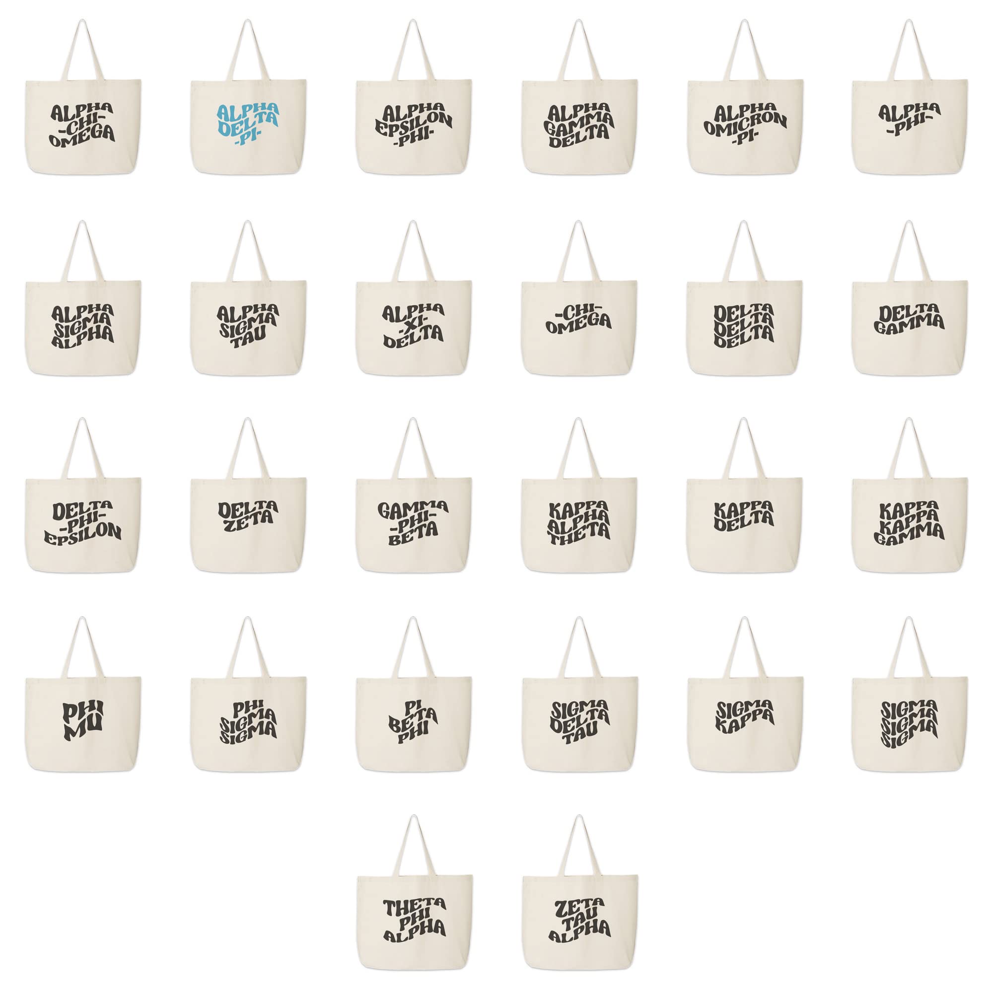 sockprints Tote Bags for Delta Phi Epsilon Sorority β Mod Style Sorority Bag - Large Canvas Tote Bag - Sorority Gifts for Women