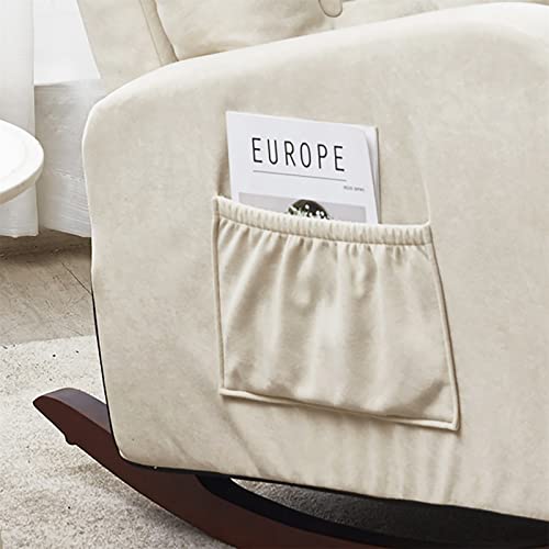 Ucloveria Chair Mid-Century Modern Nursery Rocking Armchair Upholstered Tall Back Accent Glider Rocker for Living Room, Beige