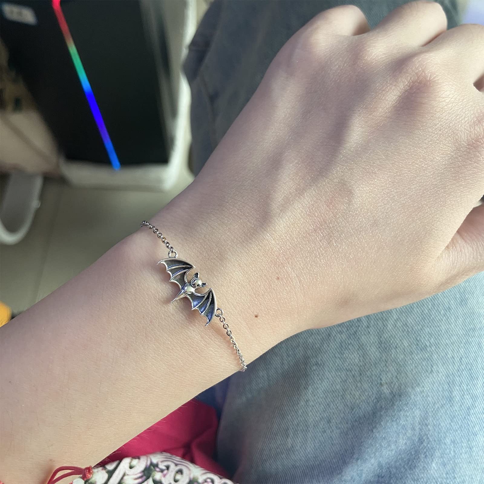 Palpitate Bat Bracelet Sterling Silver Bracelets for Women Bat Gifts Gothic Jewelry Adjustable Chain