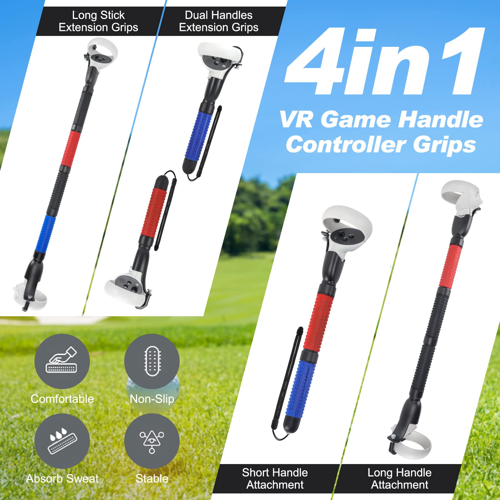 VR Games Accessories for Meta Quest 2 Facial Interface and Beat Saber Golf Club Fishing Accessory Enhance Immersive Experience