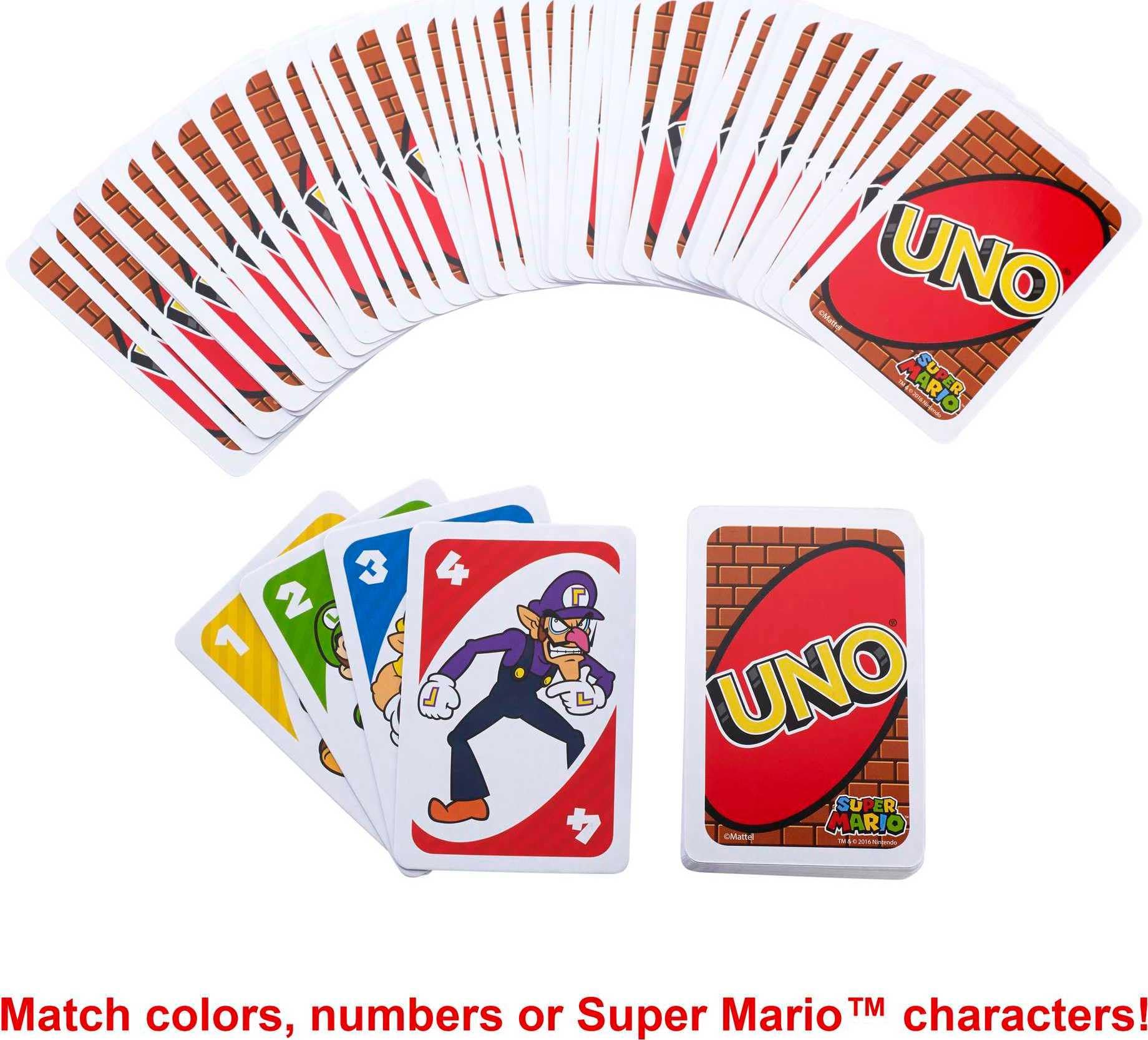 Mattel Games UNO Super Mario Card Game Animated Character Themed Collector Deck 112 Cards with Character Images, for Kids Ages 7 Years Old & Up