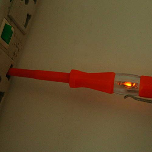 uxcell Voltage Tester AC 100-500V with 3mm Slotted Screwdriver with Clip for Circuit Test, Orange, Pack of 2