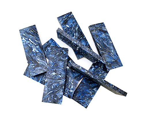 RECHERE 2pcs Knife Handle Scale Slabs Resin Marble Cloud Pattern Blue DIY Sword Gun Grip Making Supplies 120X40X8mm