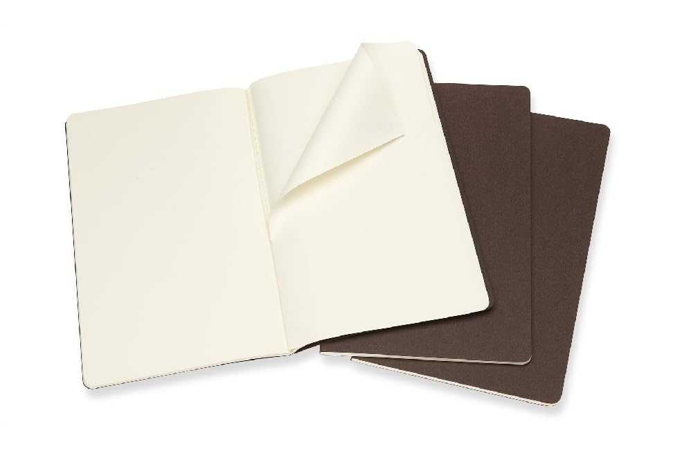 Moleskine Cahier Journal, Soft Cover, Large (5" x 8.25") Plain/Blank, Coffee Brown, 80 Pages (Set of 3)