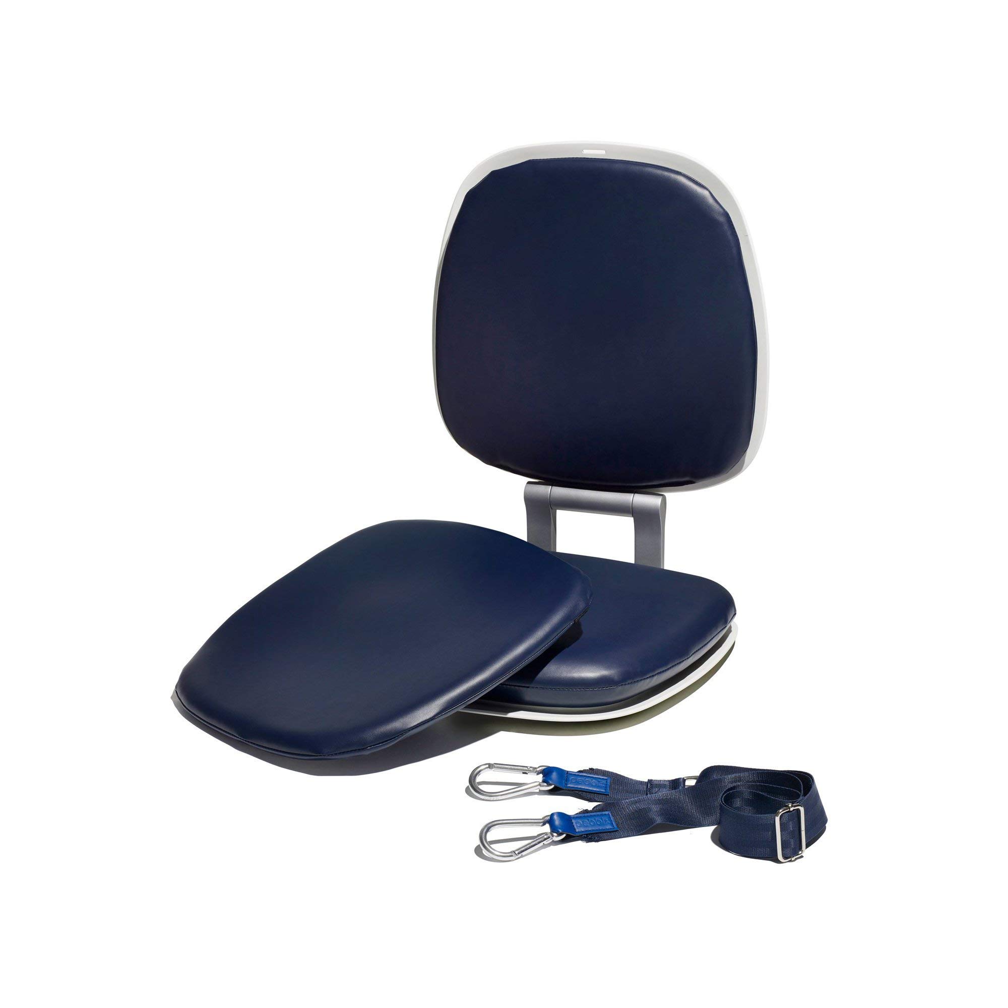 Pebbl Portable Yoga and Meditation Chair - The Starter - Back Support Folding Seat for Meditation, Yoga Floor Chair(White/Navy Blue)