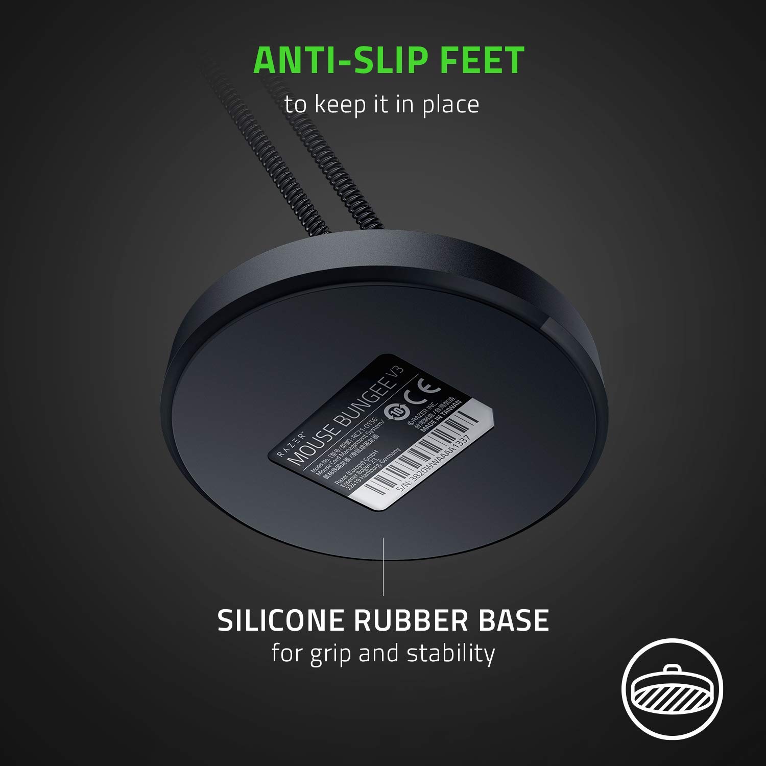 Razer Gaming Mouse Bungee V3: Drag-Free Wired Mouse Support - for Esports-Level Performance - Weighted Base - Anti-Slip Feet - Classic Black (RC21-01560100-R3U1) (Renewed)