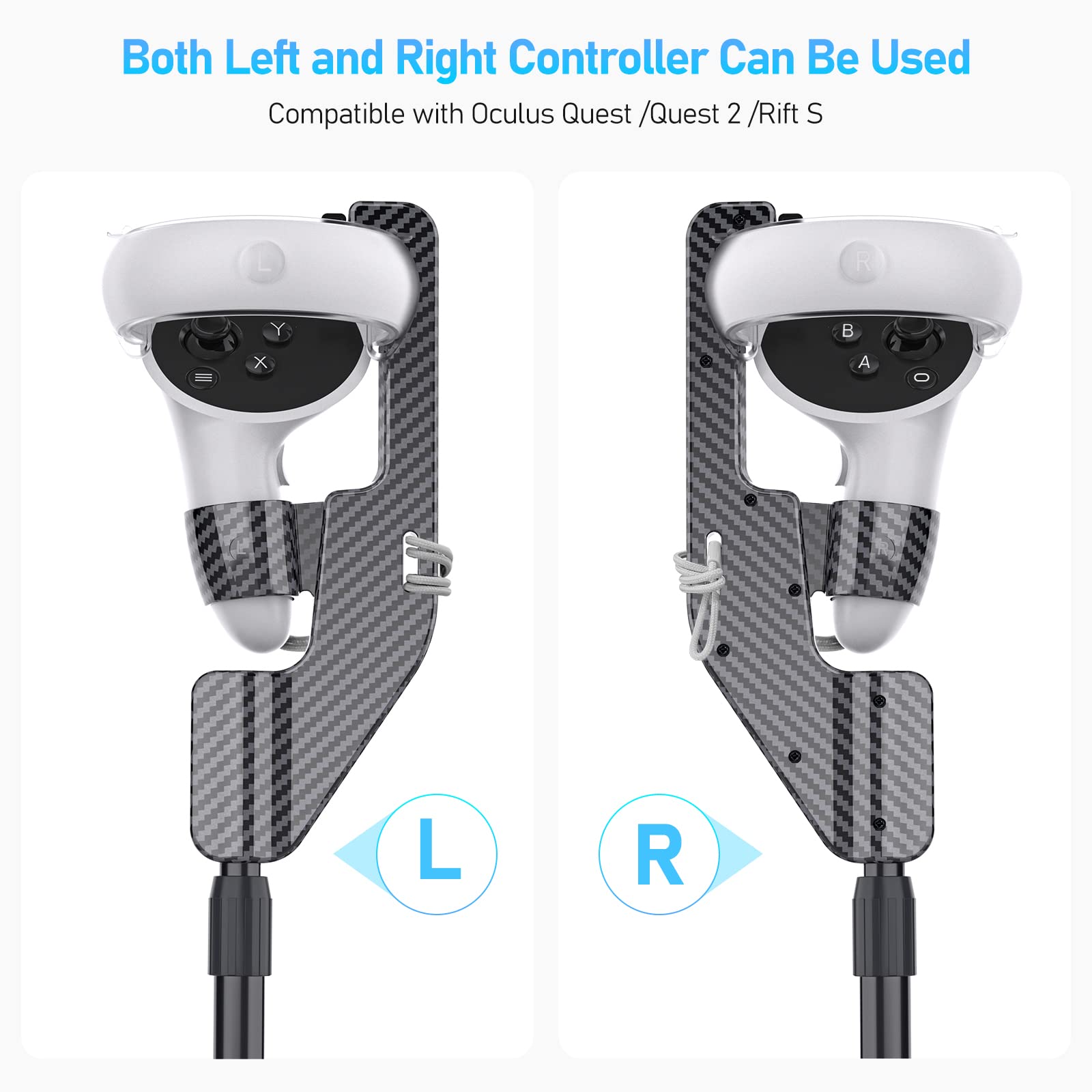 VR Golf Club for Oculus Quest 2/Pro, Defanti VR Golf Club Attachment with Aiming Guidance Help and 2 Controller Covers Bonus, Golf Club Handle Adapter, Enhance Immersive VR Game Experience