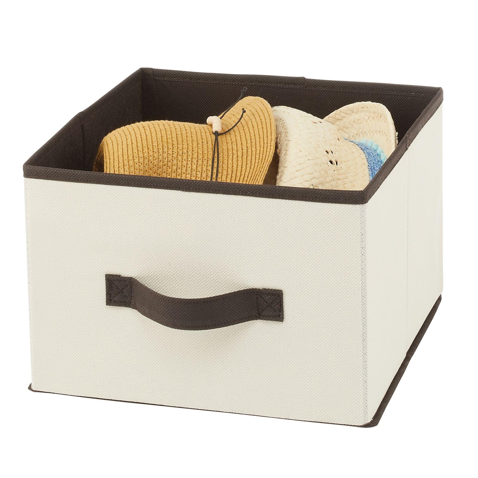 mDesign Fabric Bin for Cube Organizer - Foldable Storage Cube - Collapsible Closet Storage Organizer - Folding Storage Bin for Clothes and More - Lido Collection - 4 Pack - Natural/Cobalt Blue Stripe