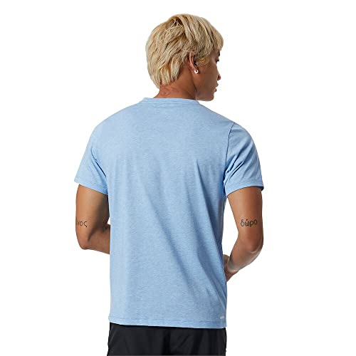 New Balance Men's Heathertech Tee, Serene Blue Heather, XX-Large