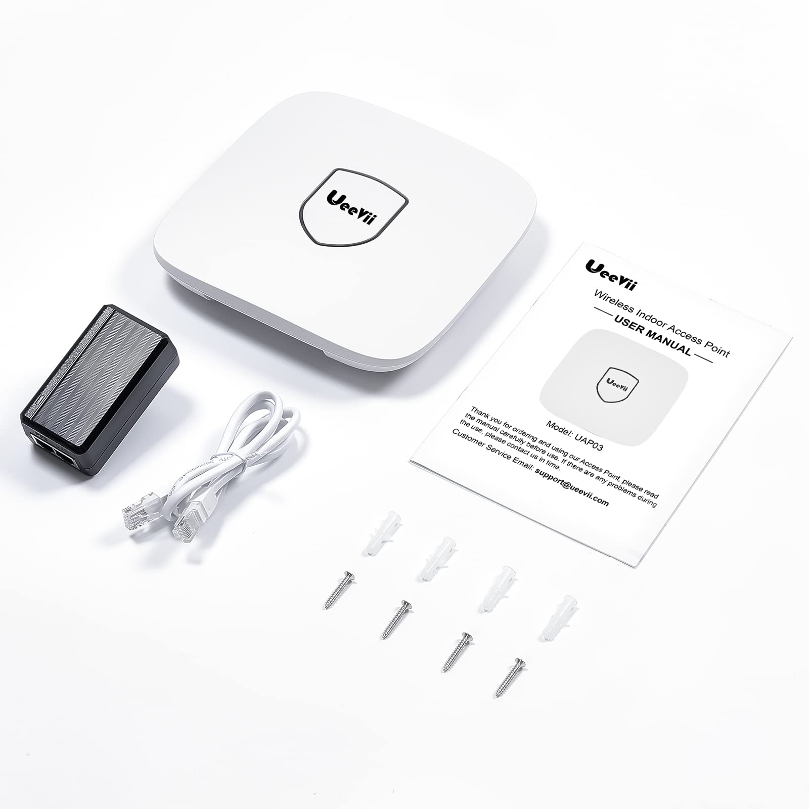 UeeVii WiFi 6 Access Point Indoor Ceiling | US Model | 48V PoE Adapter Included | 2.4G & 5.8G (UAP03)