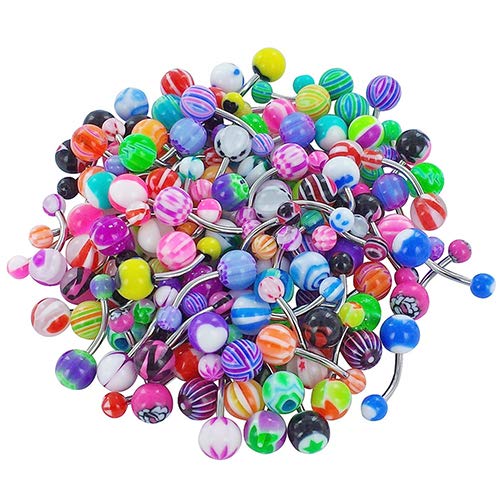 liuqingwind Belly Rings 30 Pcs Colorful Sexy Belly Bars Body Piercing Button Ring Navel Barbell Jewerly a