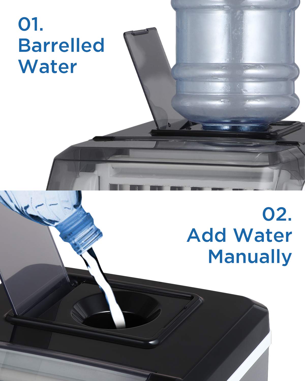 SOUKOO Ice Maker, 44lbs Daily Ice Cube Makers,Stainless Steel Ice Makers Countertop,Tabletop Ice Maker Machine with a Scoop and a 3 Pound Storage Basket…