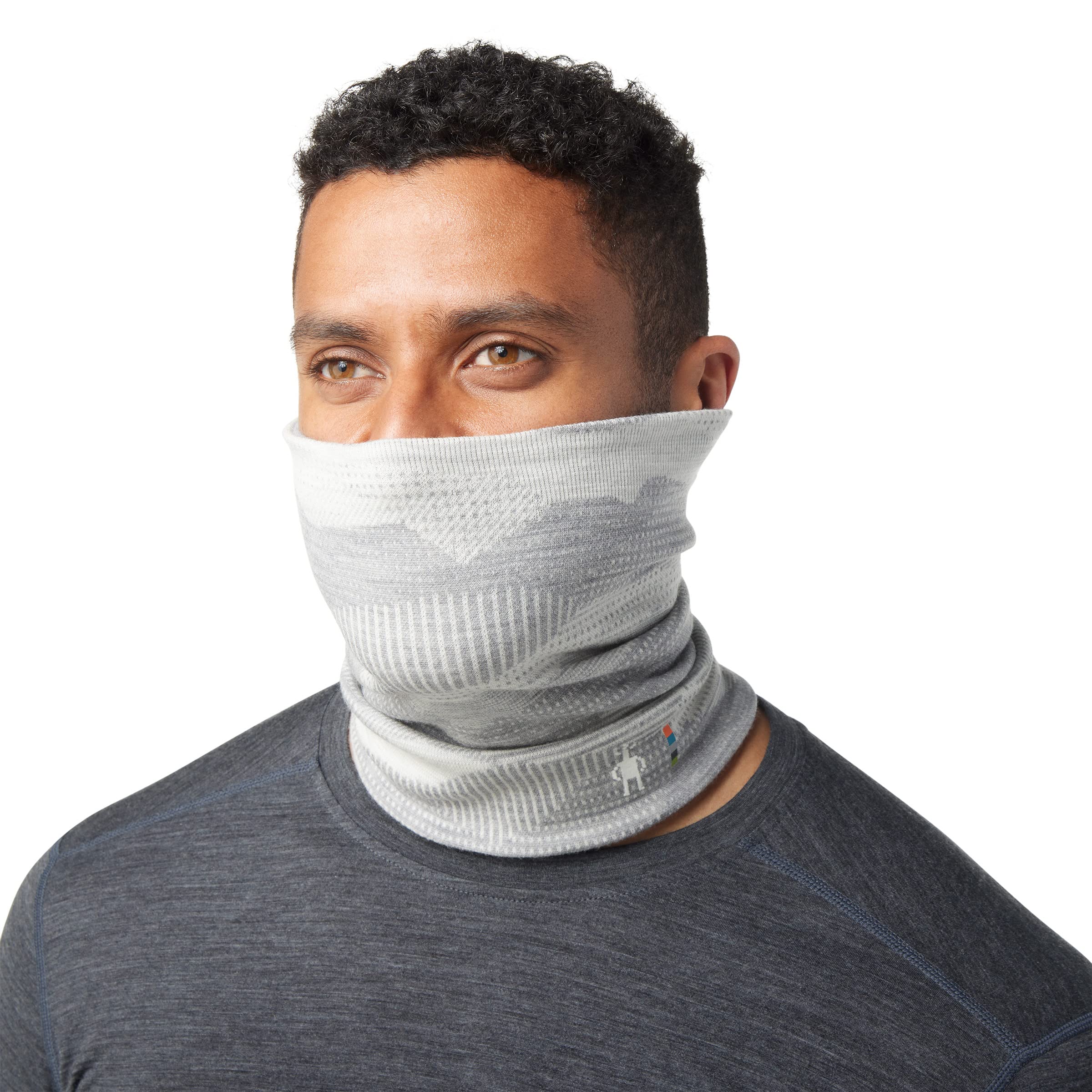 Smartwool Thermal Merino Reversible Pattern Neck Gaiter | Merino Wool Neck Warmer for Men and Women, Light Gray Mountain Scape, One Size